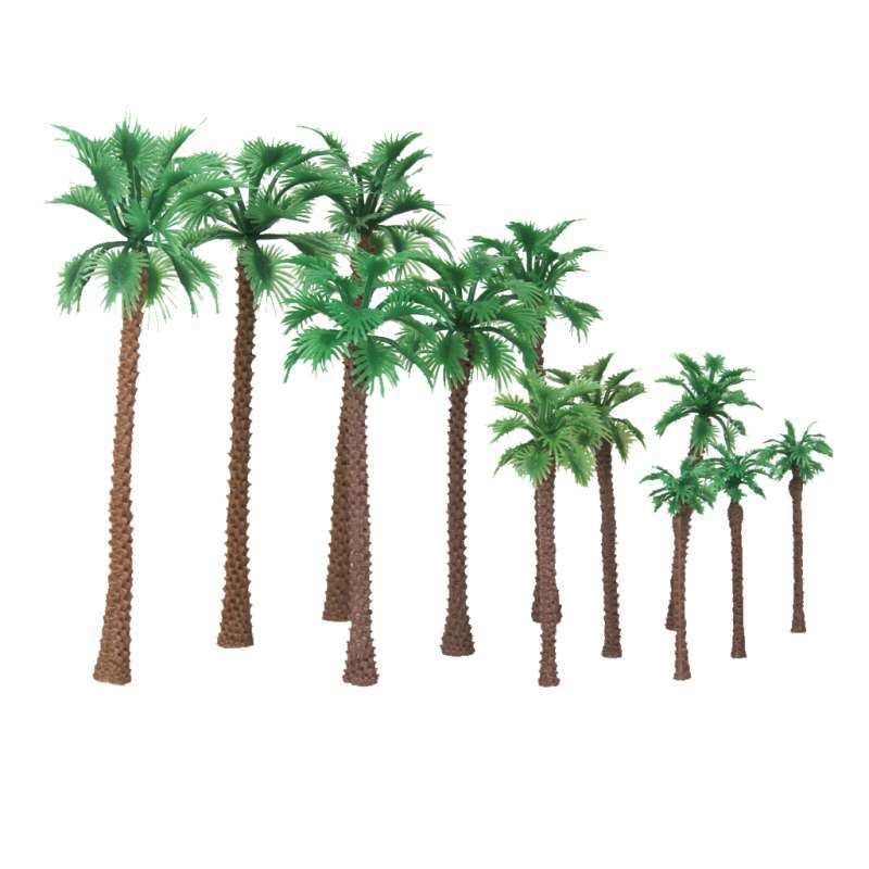 Promo 12pcs Layout Model Train Palm Trees Scale HO O N 6-11cm Model ...