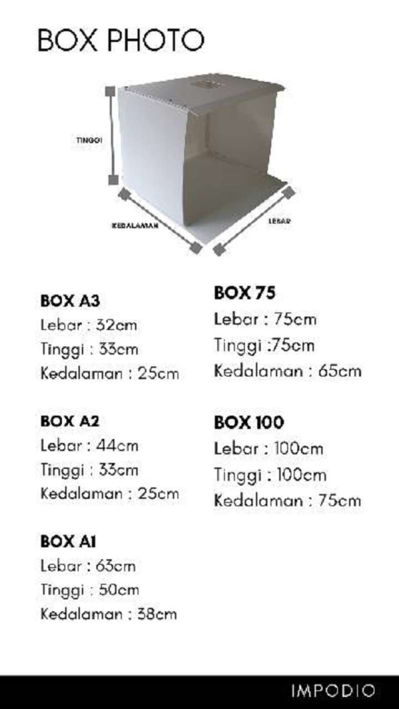 Promo Mini studio photo box ukuran A2 - IMPODIO - box+1 alas foto ...