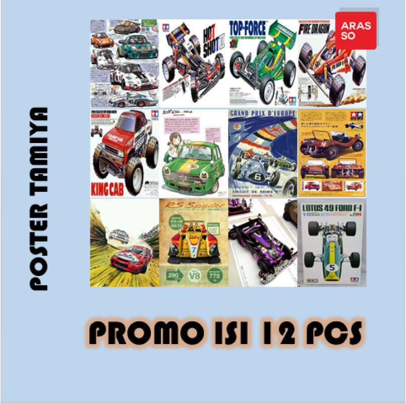 Promo ARASSO POSTER 12PCS Tamiya Mini 4WD Dekorasi Rumah Aesthetic ...