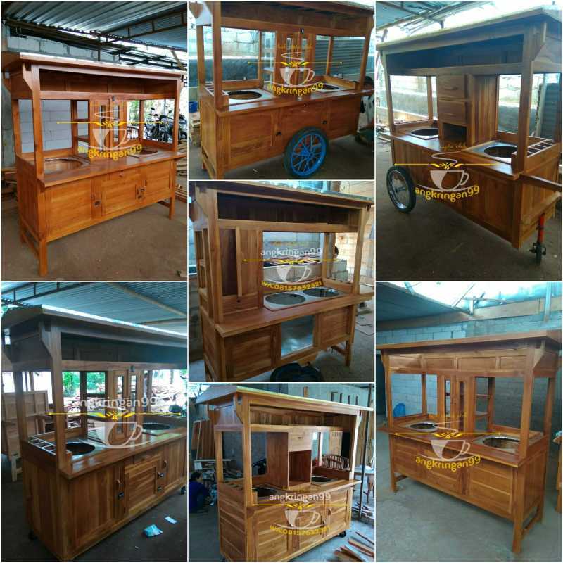 Jual Gerobak booth etalase bakso mieayam 2 lubang soto sate bakmi nasi ...