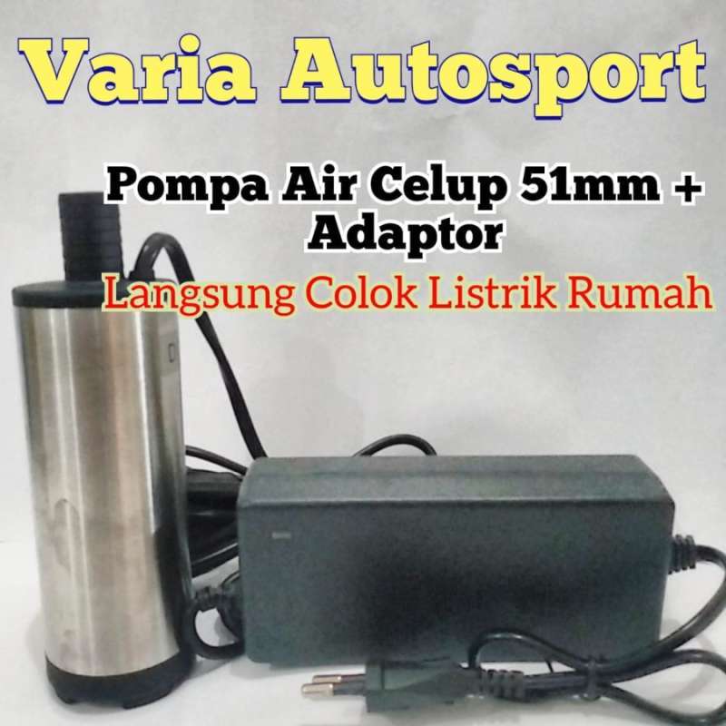 Promo Pompa Air Celup 51mm dan Adaptor 12v DC Mini Aquarium Cuci Motor ...