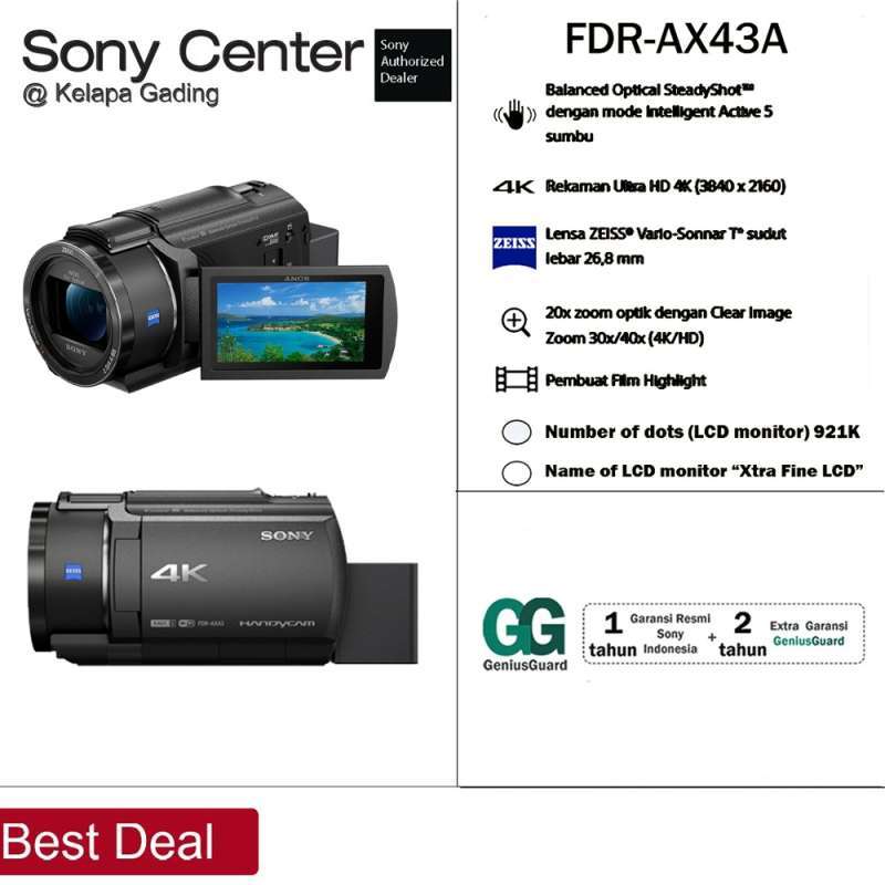 Jual Sony Center Jakarta - SONY FDR-AX43A / Handycam FDRAX43A 4K dgn ...