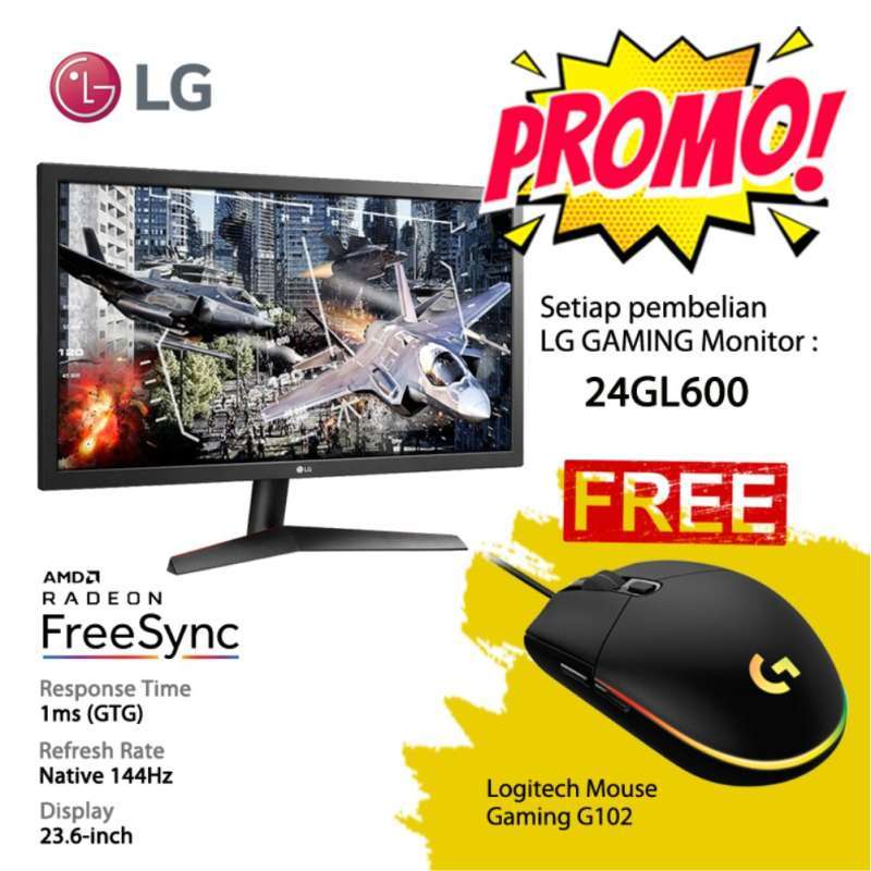 Jual LG 24GL600F UltraGear Full HD Gaming Monitor [24 Inch]-FREE MOUSE ...