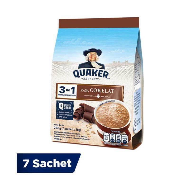 Jual Surabaya - QUAKER 3in1 Cokelat Oatmeal [203 g/ 7 Sachets/ Pouch ...