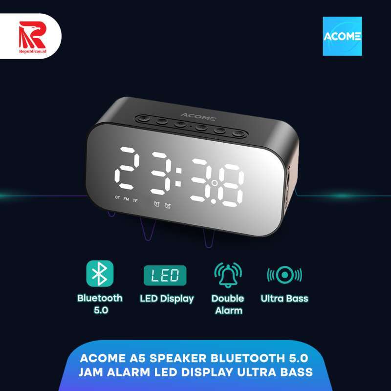 Jual Acome A5 Speaker Bluetooth 5.0 Jam Alarm Led Display Ultra Bass Di ...