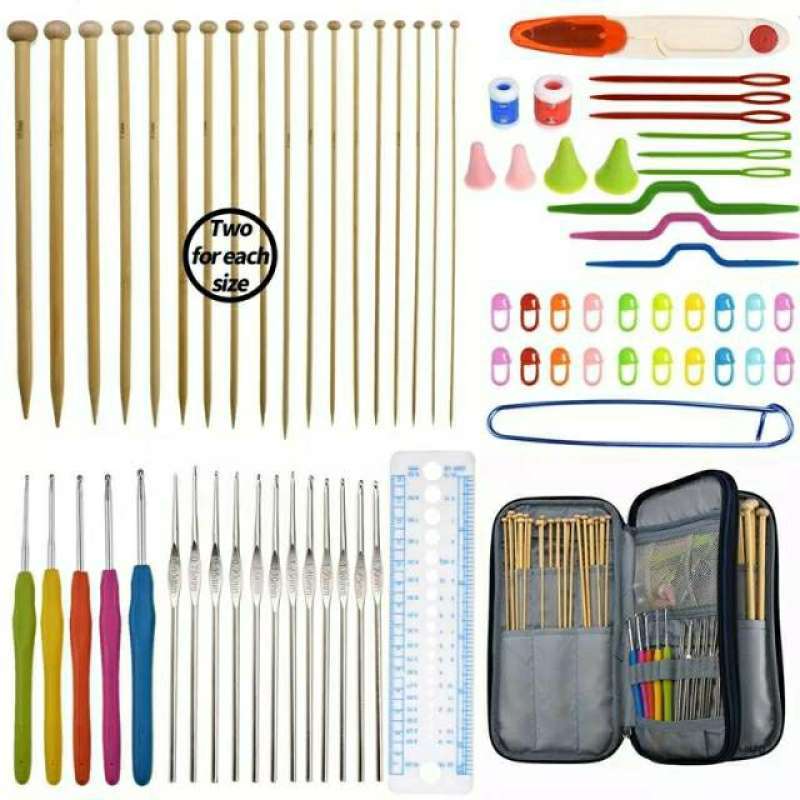 Jual Knitting Needle Set / Crochet Set / Paket Alat Rajut Lengkap 53pcs ...