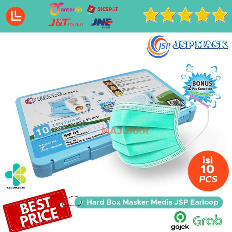 Promo Hard Box Masker Kesehatan JSP Surgical Face Mask Earloop / 3 PLY ...