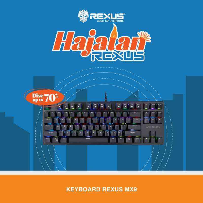 Jual Rexus MX9 TKL Keyboard Gaming Mechanical Legionare RGB - Black ...