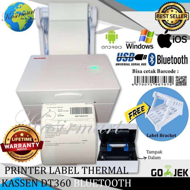 Jual PRINTER LABEL THERMAL RESI SHOPEE KASSEN DT360 78X95/78X100 DT-360 ...