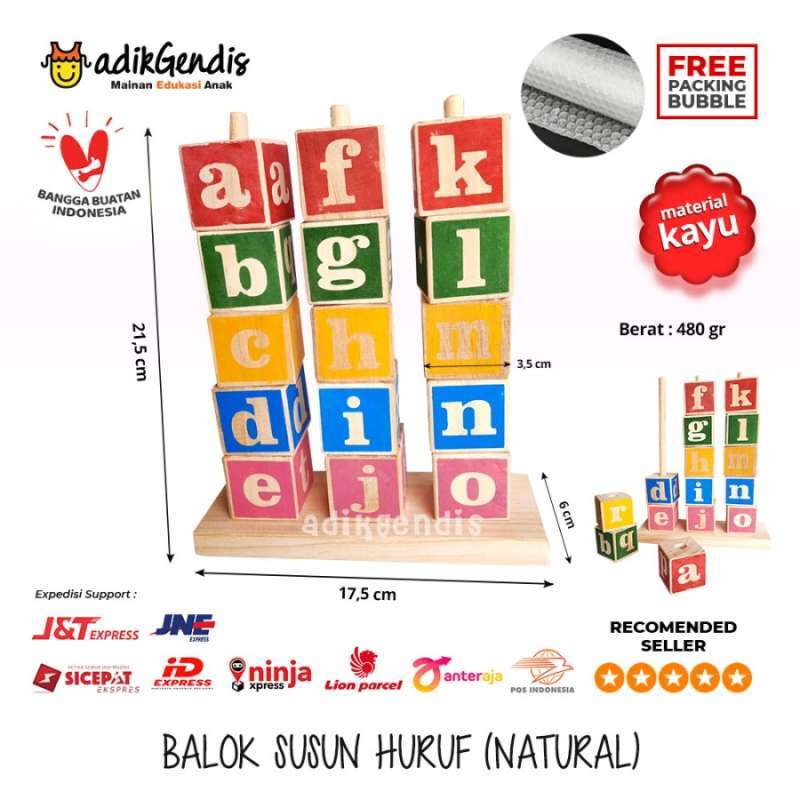 Jual Susun Huruf Alfabet Natural - Mainan Balok Kayu Edukasi Edukatif ...