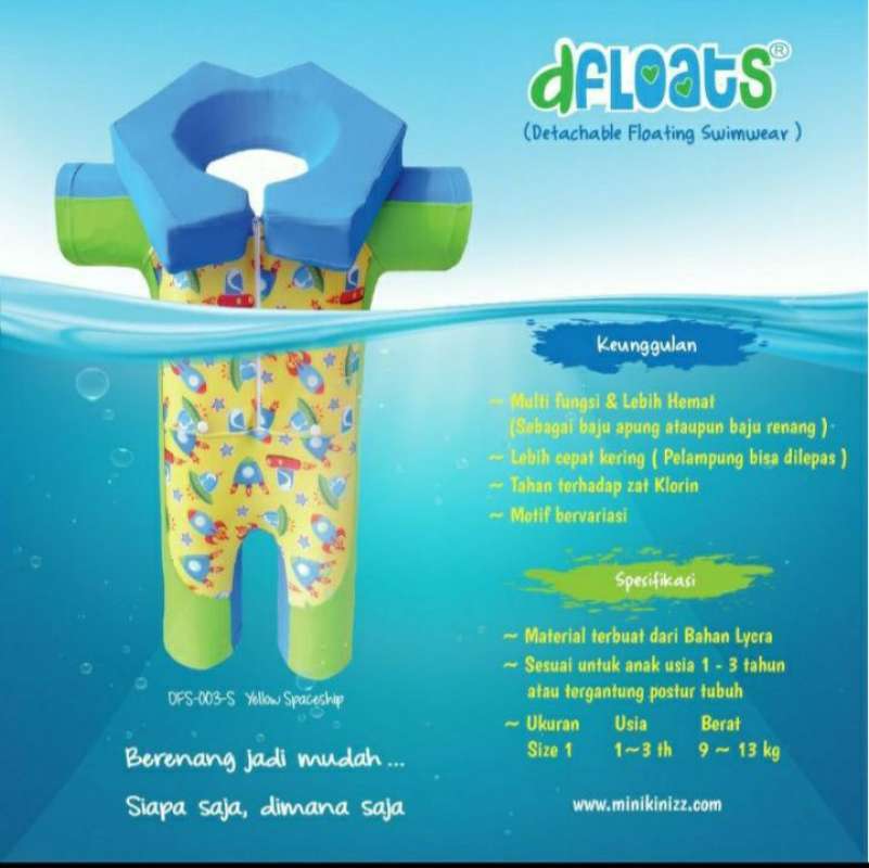 Jual Baju Renang Anak Mengapung D'float Minikinizz untuk usia 1-6tahun ...