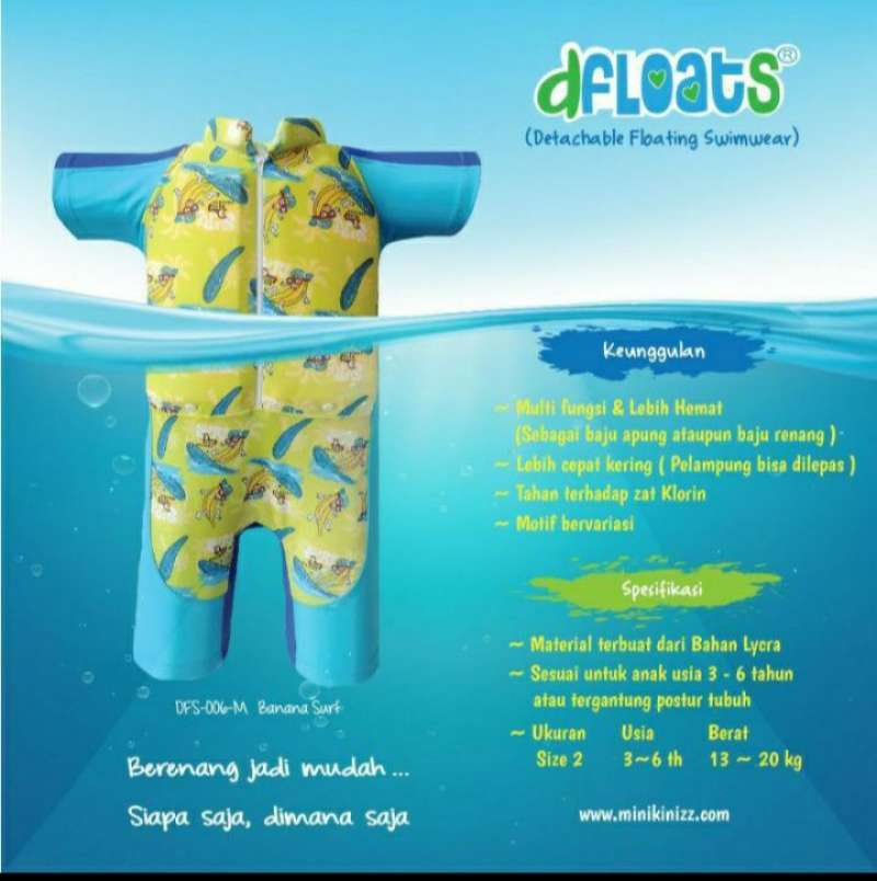 Jual Baju Renang Anak Mengapung D'float Minikinizz untuk usia 1-6tahun ...