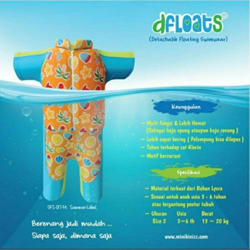 Jual Baju Renang Anak Mengapung D'float Minikinizz untuk usia 1-6tahun ...