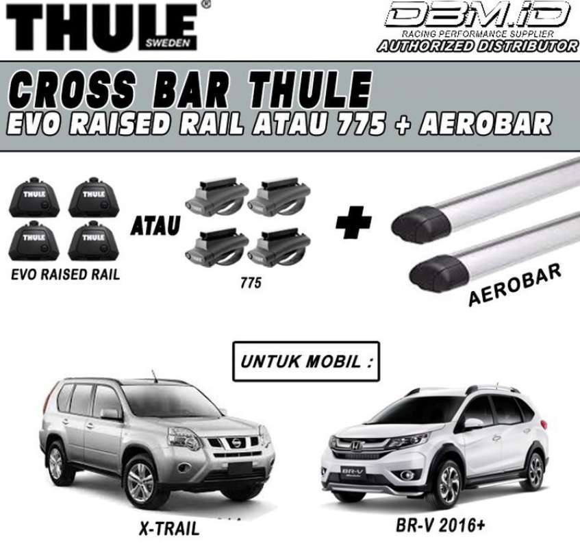Jual Thule Cross Bar Evo Raised Rail 775 + Aerobar X-Trail XTrail BR-V ...