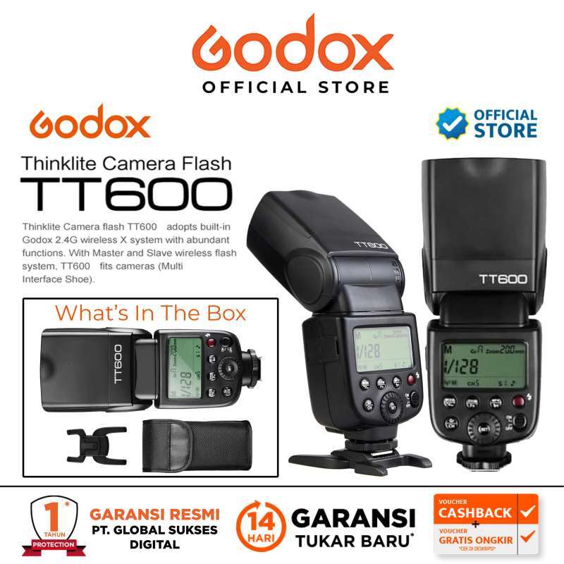 Jual Godox TT600 Speedlite Flash Kamera - Hitam - Hitam di Seller Godox ...