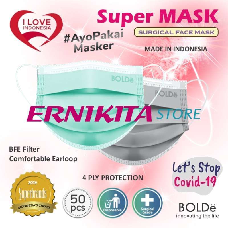 Jual BOLDe Super Mask Surgical Mask 4 ply / Masker Medis izin Depkes di ...