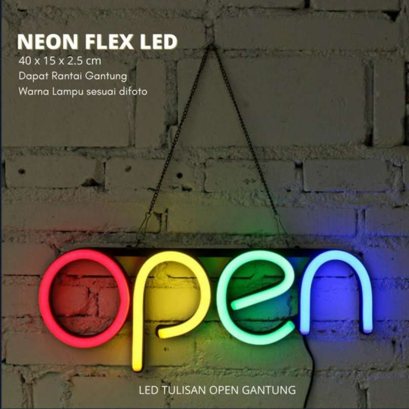 Jual LED LAMPU OPEN GANTUNG NEON FLEX LAMPU NEON TULISAN OPEN WARNA ...