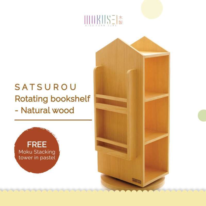 Jual Mokusei Kids Satsurou Rotating Book Shelf Rak Buku Putar Anak ...