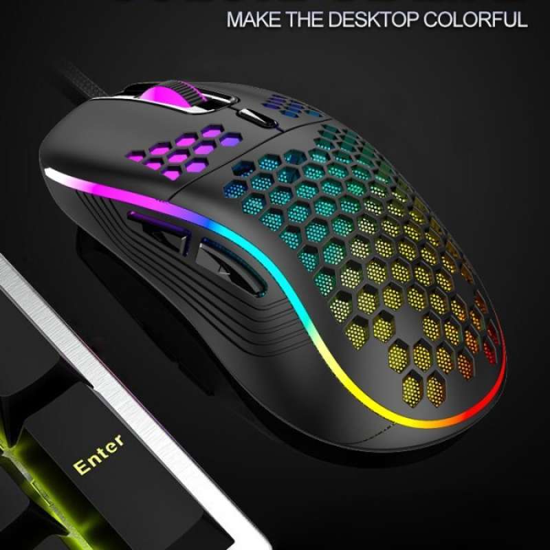 Promo Gaming Mouse RGB Wired HoneyComb Lightweight with High DPI 7200 ...