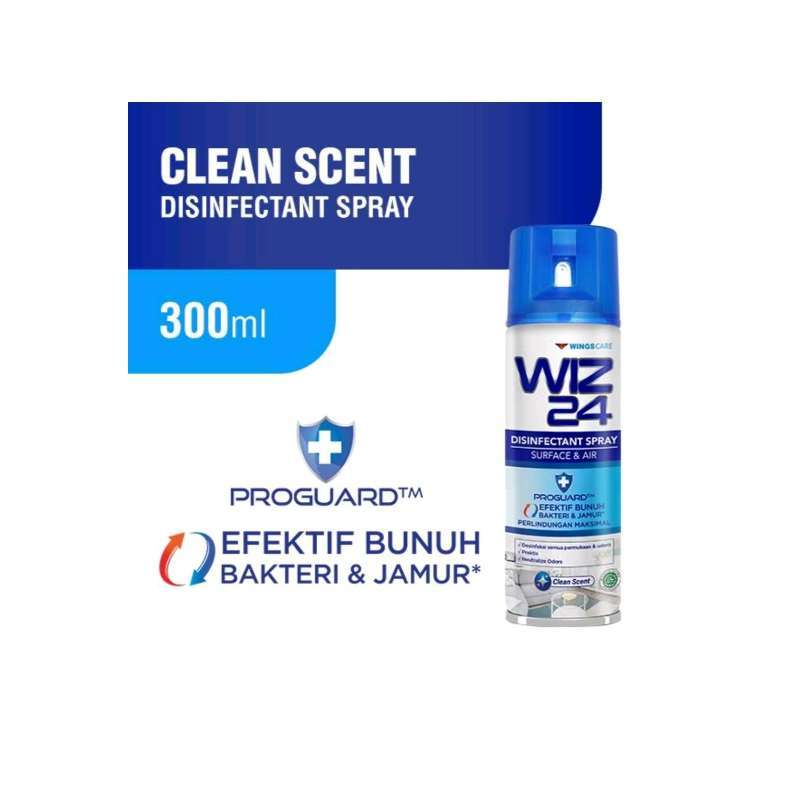 Jual WIZ 24 DISINFECTANT SPRAY CLEAN SCENT SURFACE & AIR 300ML di ...