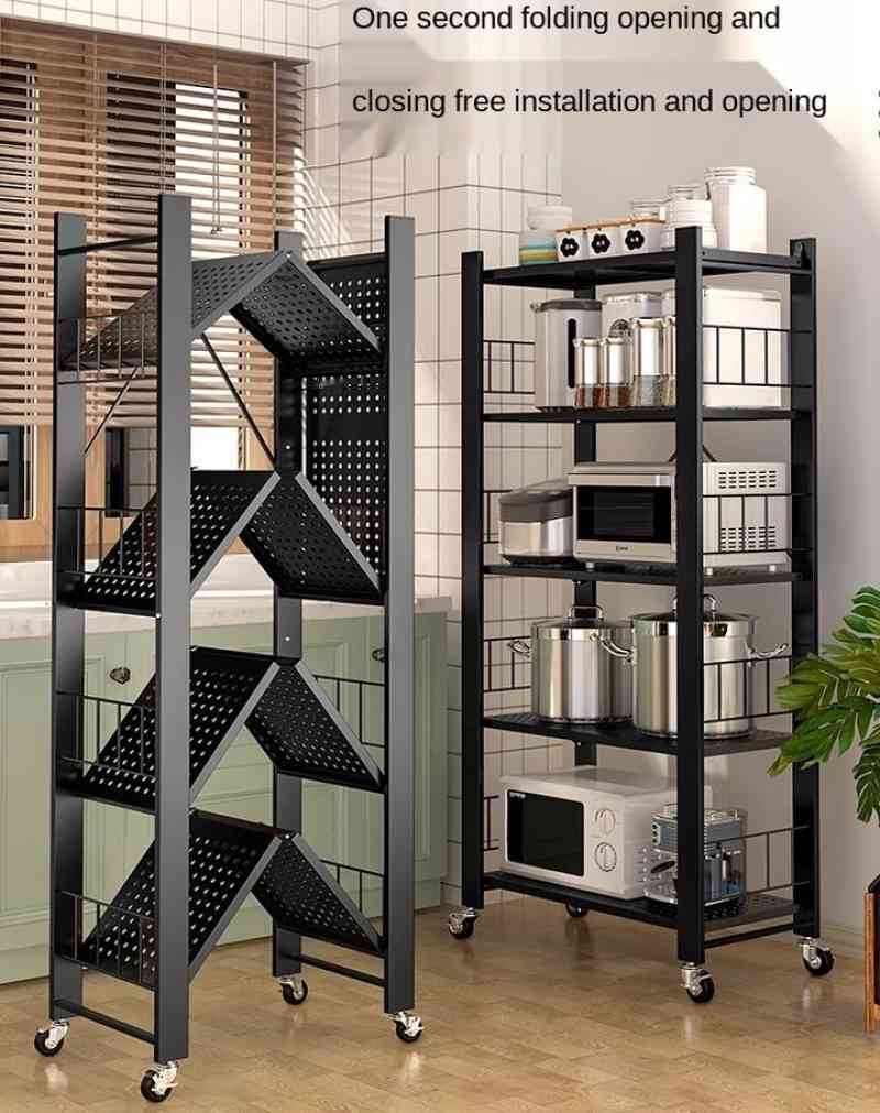 Jual Rak besi lipat roda 4 tingkat Multifungsi Rak oven microwave dapur ...