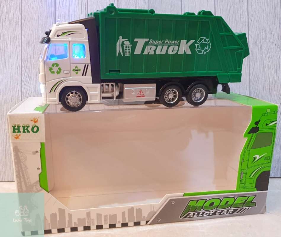 Jual Mainan Diecast Mobil Metal Garbage Truck Truk Sampah Pull Back ...