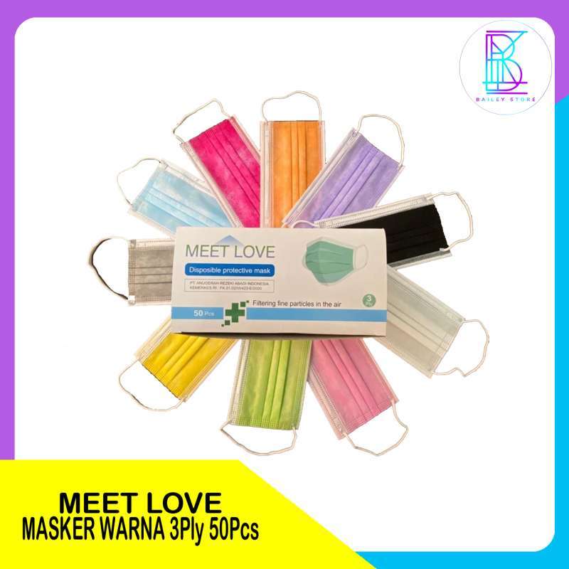 Jual MASKER MEDIS COLOR 3 Ply MEAT LOVE ( BOX & ECER-10pcs )- IZIN ...