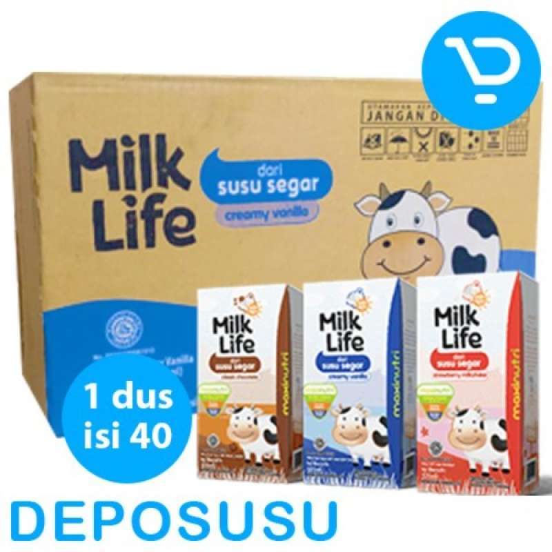 Jual SUSU UHT MILK LIFE 125ML 1 KARTON ISI 40x125ml - STRAWBERRY MILK ...