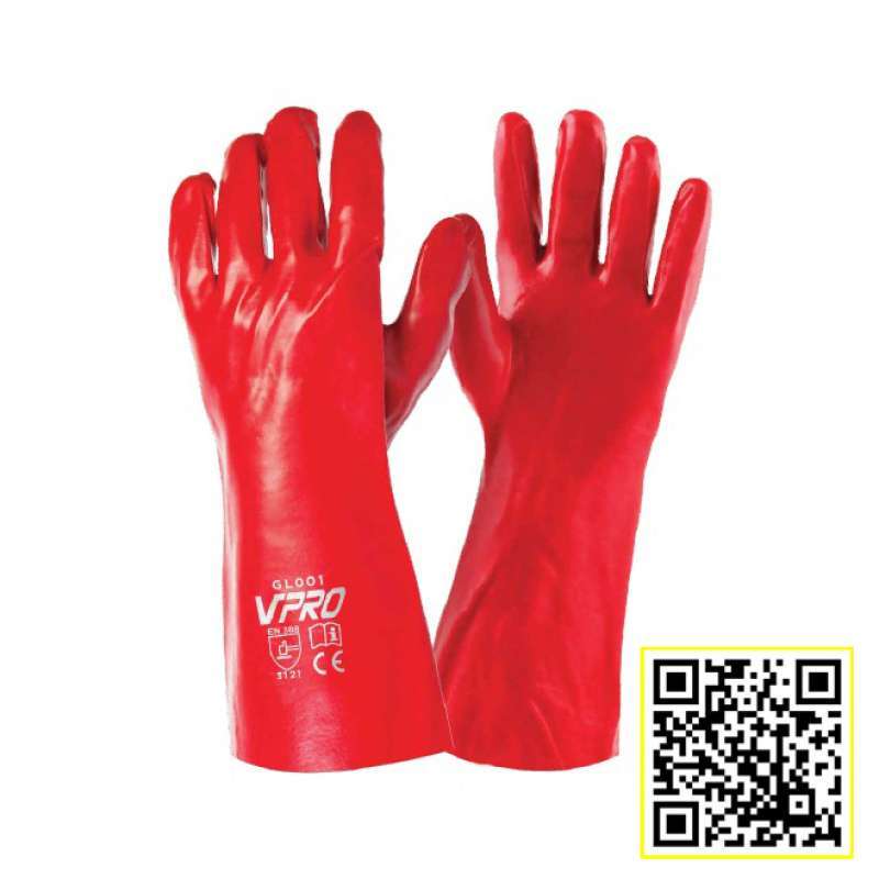 Jual Sarung Tangan Safety PVC Merah 14 inch Tahan Kimia Panjang 36 cm ...