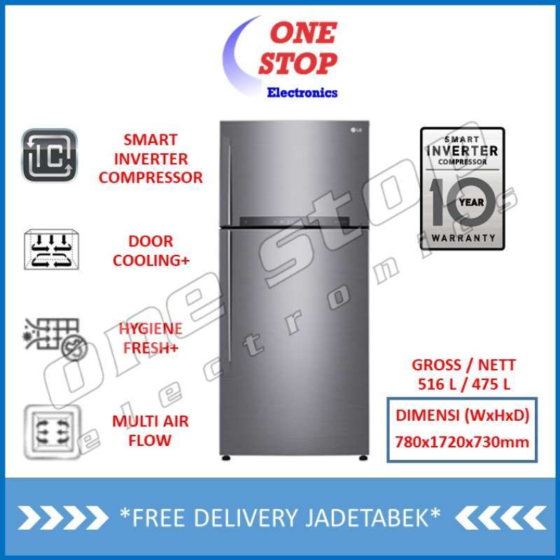 Jual [GARANSI RESMI] LG GN-H602HLHL Kulkas 2 Pintu Smart Inverter Compressor 516L di Seller ...
