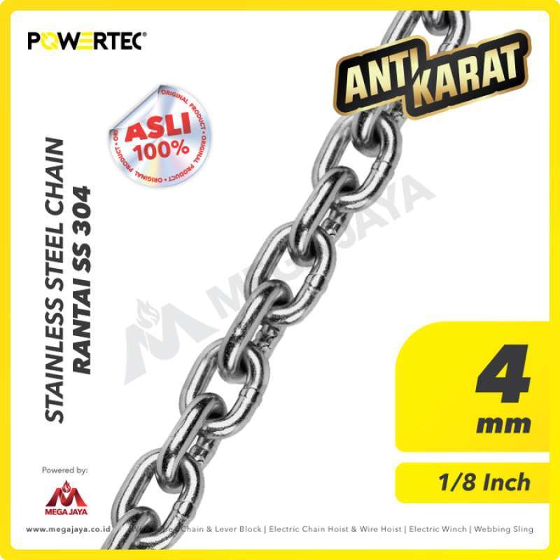 Jual Rantai SS 304 4mm Stainless Steel Chain POWERTEC - Meteran di ...