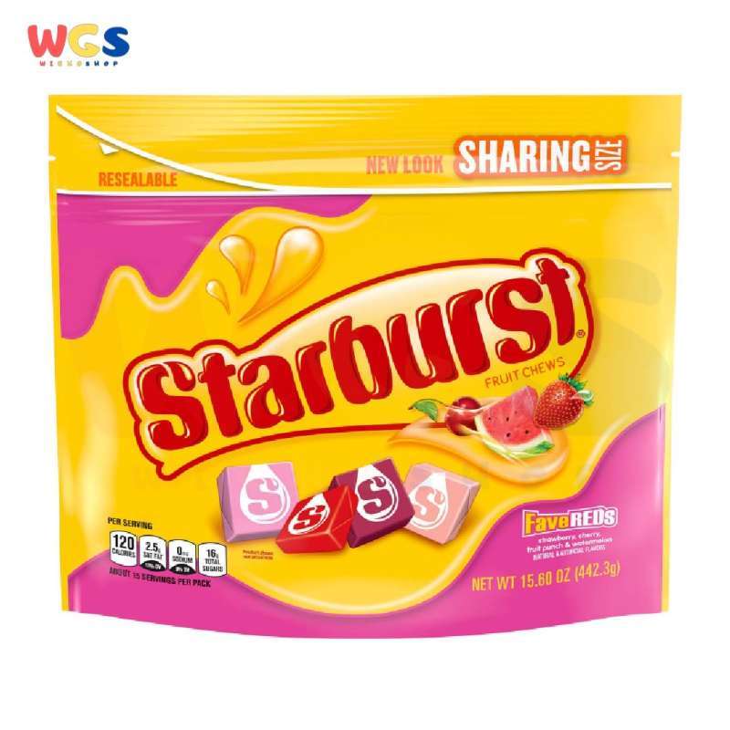 Jual Permen Starburst Fruit Chews FaveRed Natural & Artifical Flavor ...