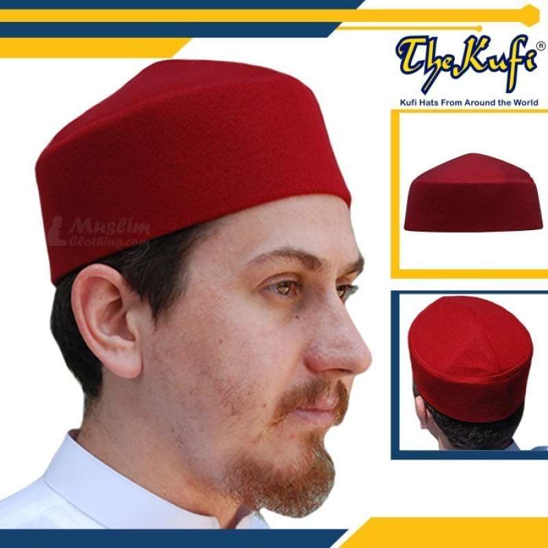 Promo Peci Fez Turki Marun Merk The Kufi Size XS Bahan Faux Felt Peci ...
