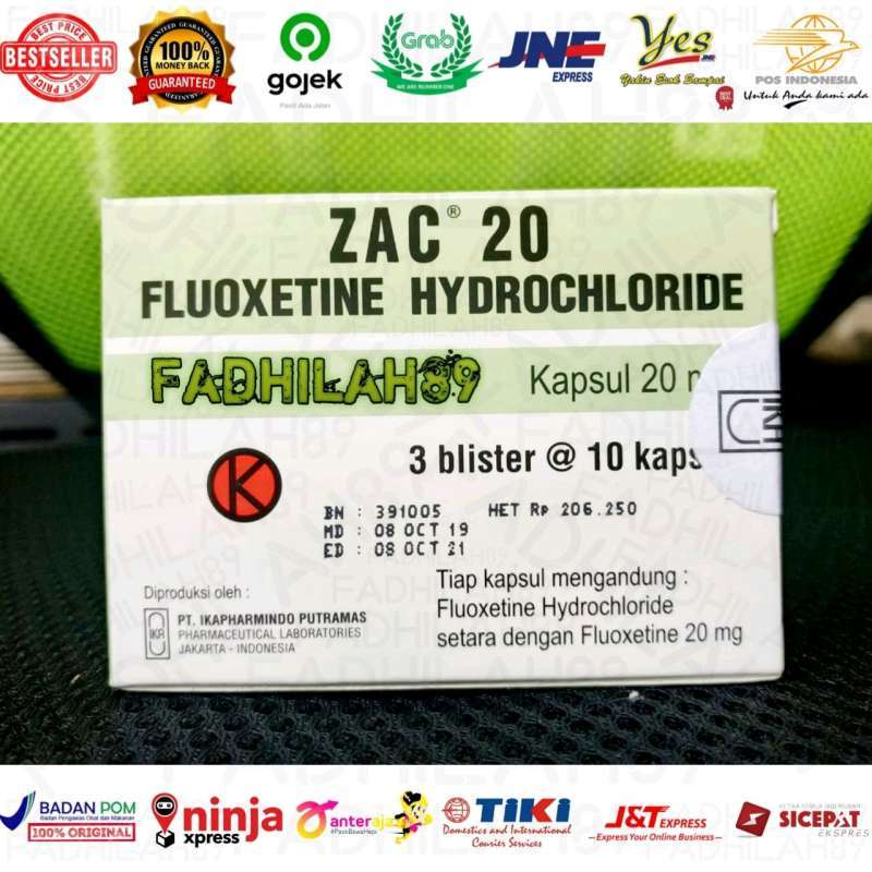 Jual Zac 20 Mg Fluoxetine Hydrochloride Obat Antidepresan Depresi Panik ...