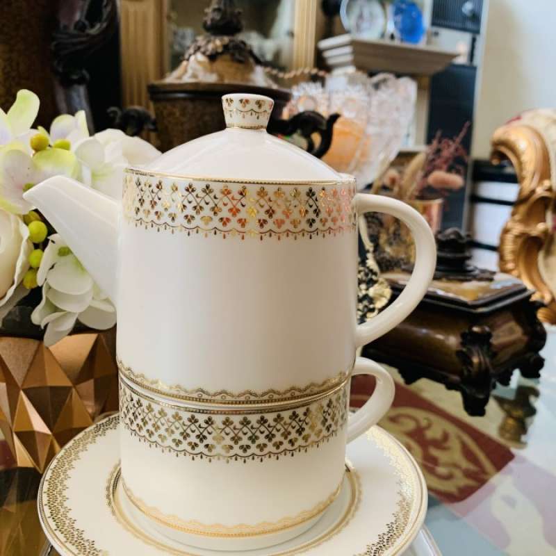 Promo Tea For One Saint James Eyelet Set White Gold Lace - Mewah ...