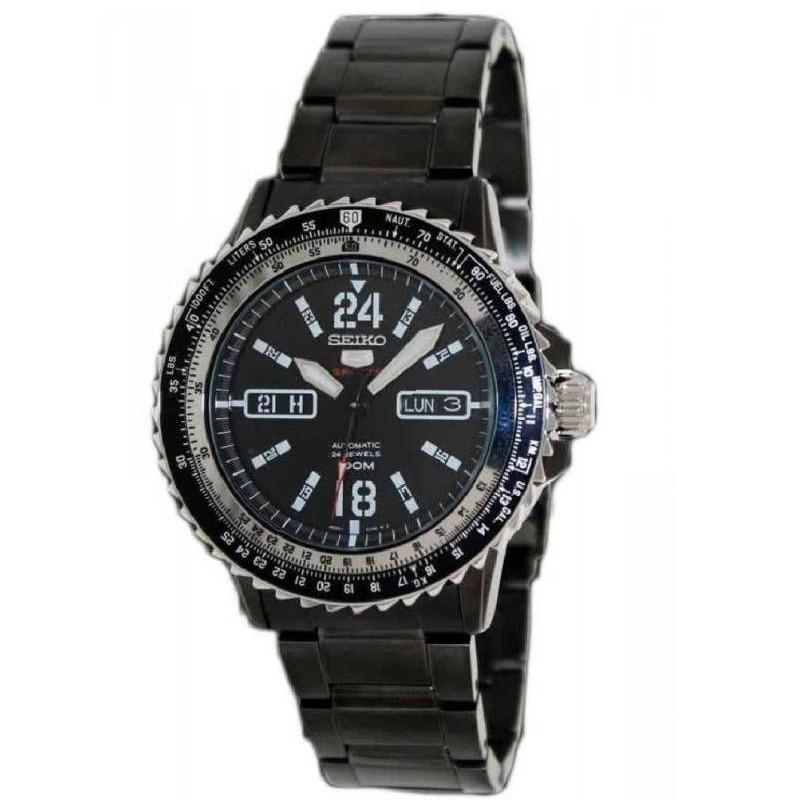 Promo Seiko 5 Sports Aviator SRP355K1 Stainless Steel Black Diskon 1% ...