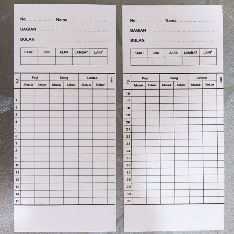 Jual Kartu Absen Polos - Kartu Absensi - Multicolor di Seller Parveen ...