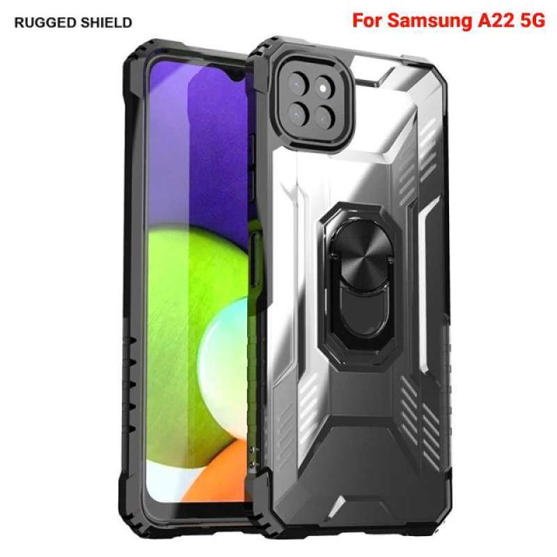 Jual Case Samsung Galaxy A22 5G Rugged Shield Armor Ring Holder - Hitam di Seller Droidzone ...