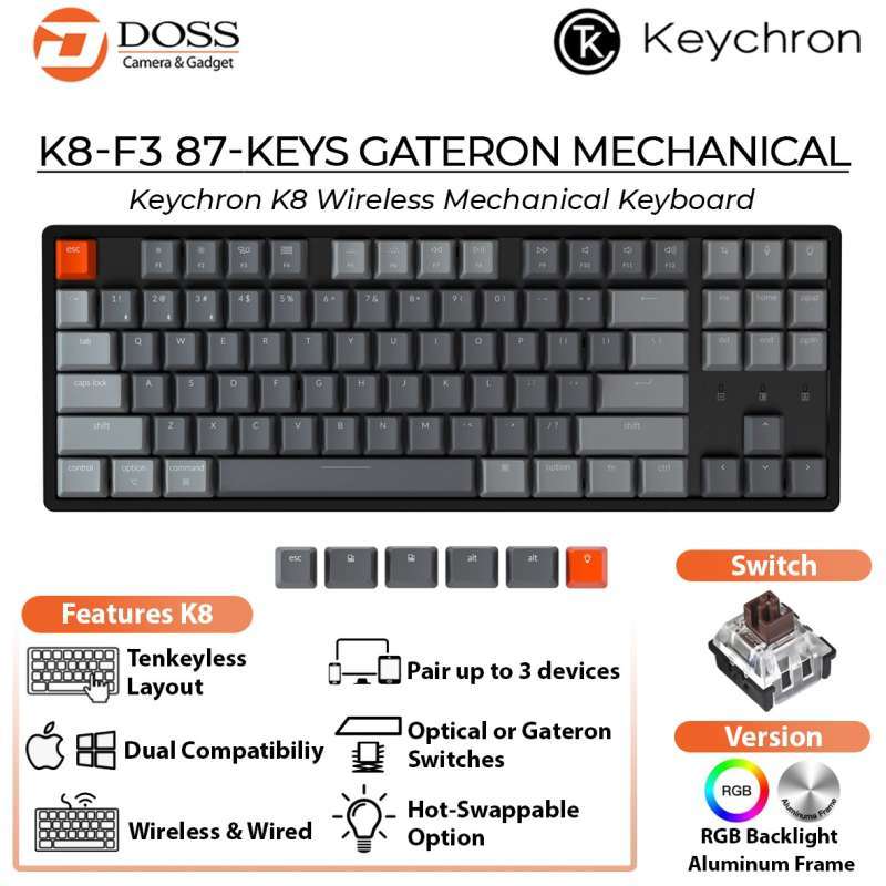 Jual Keychron K8-F3 Wireless Mechanical Keyboard RGB Aluminum Frame di ...