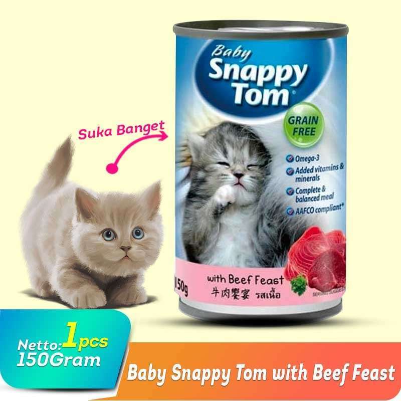 Promo Makanan Kucing Cat Food Snappy Tom Baby Kitten 150gr Rasa Beef ...