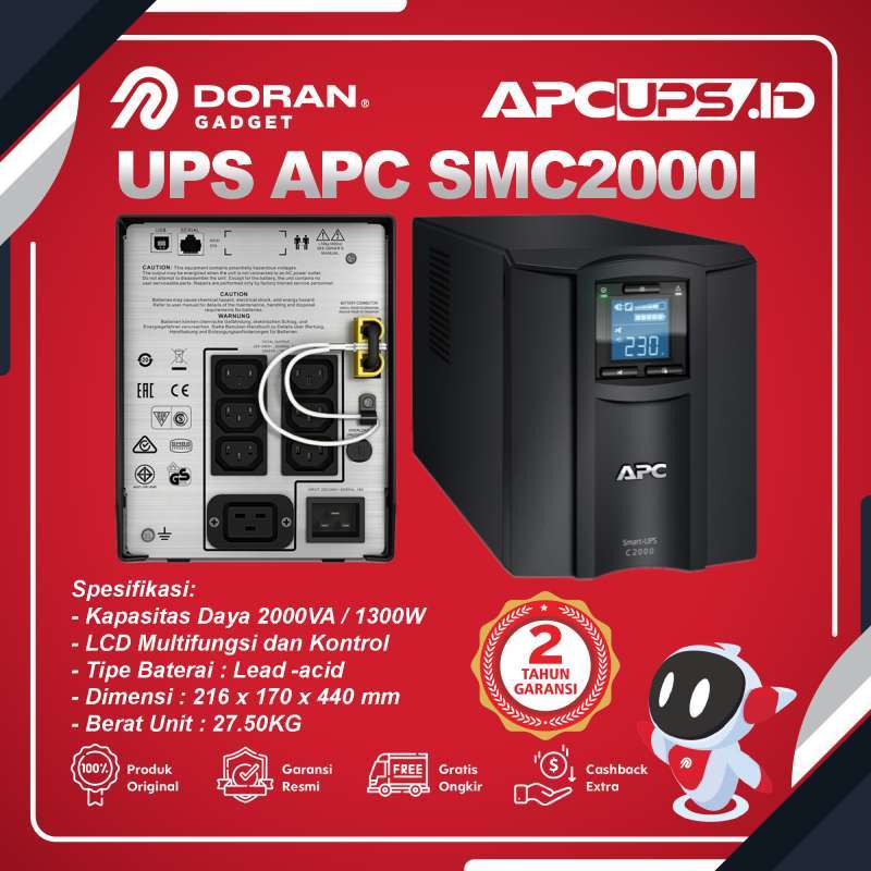 Jual UPS APC SMC2000I APC Smart-UPS C 2000VA LCD 230V 1300 Watt Garansi Resmi 2th di Seller ...