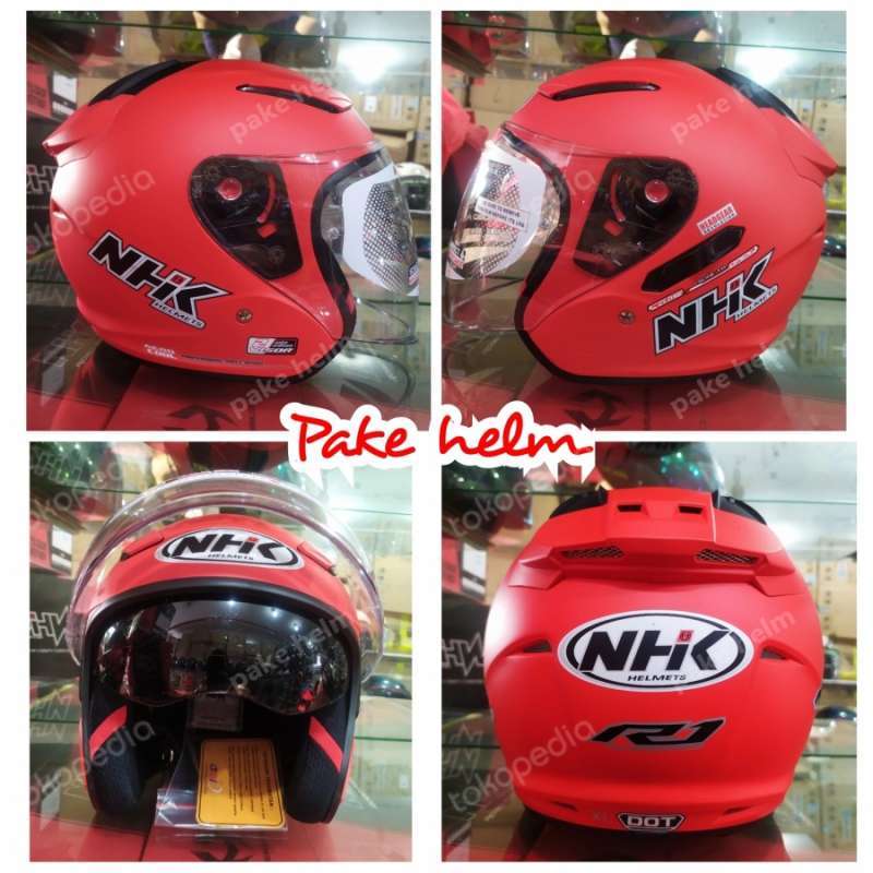 Jual HELM NHK R1 MERAH DOF RED DOF NHK HALF FACE DOUBLE VISOR NHK R 1 ...