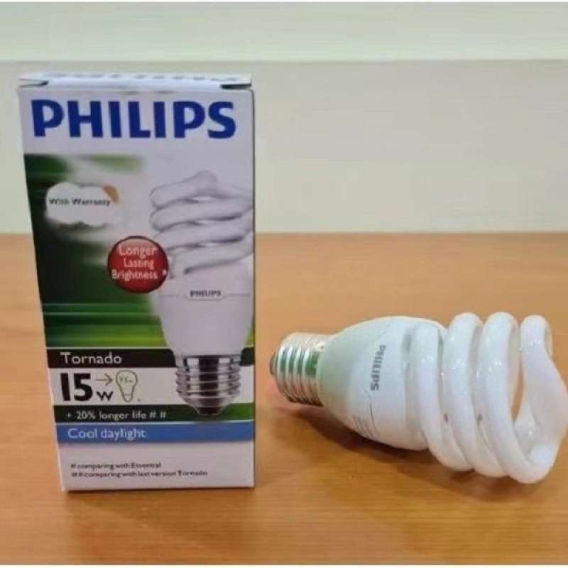 Jual Lampu Philips Spiral Ulir Tornado 15 Watt 15w 15watt 15 W Cahaya Putih Cool Daylight / Warm ...