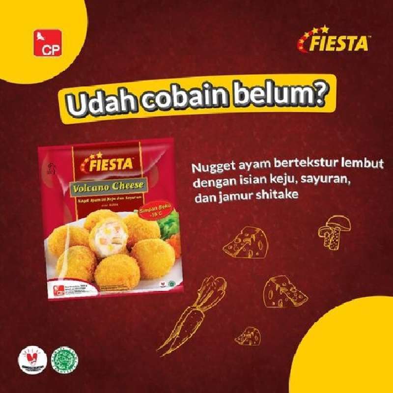 Jual Fiesta Volcano Cheese 500gr Nugget Ayam Isi Keju Jamur Sayur Halal ...