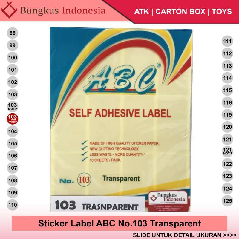 Jual Sticker Label Abc Transparan / Label 103 Transparent Di Seller ...