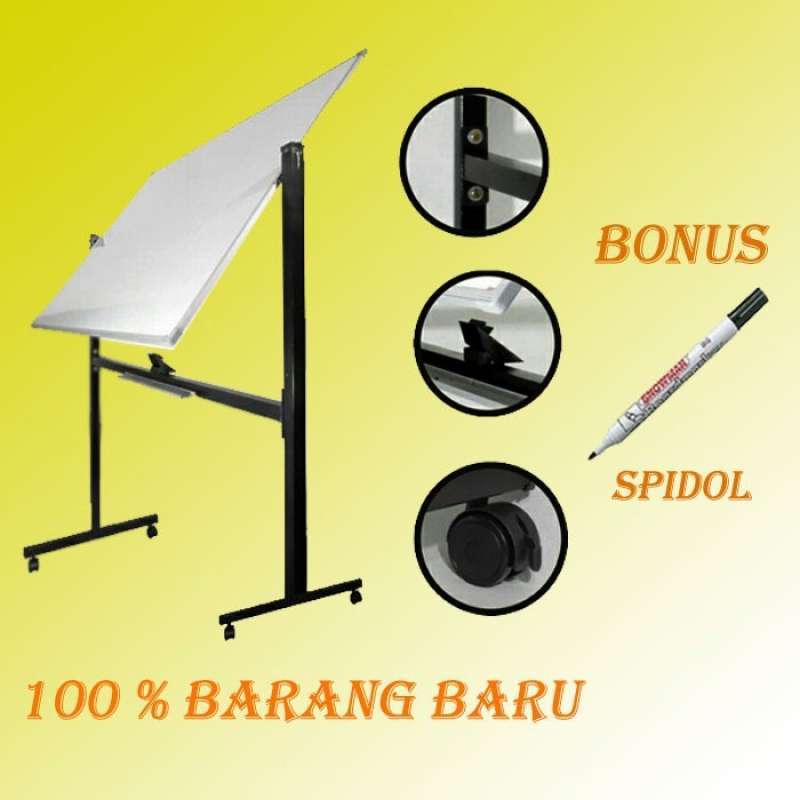 Jual Papan Tulis Whiteboard KEIKO 60 x 120 Standing Dua Muka (kaki/roda ...