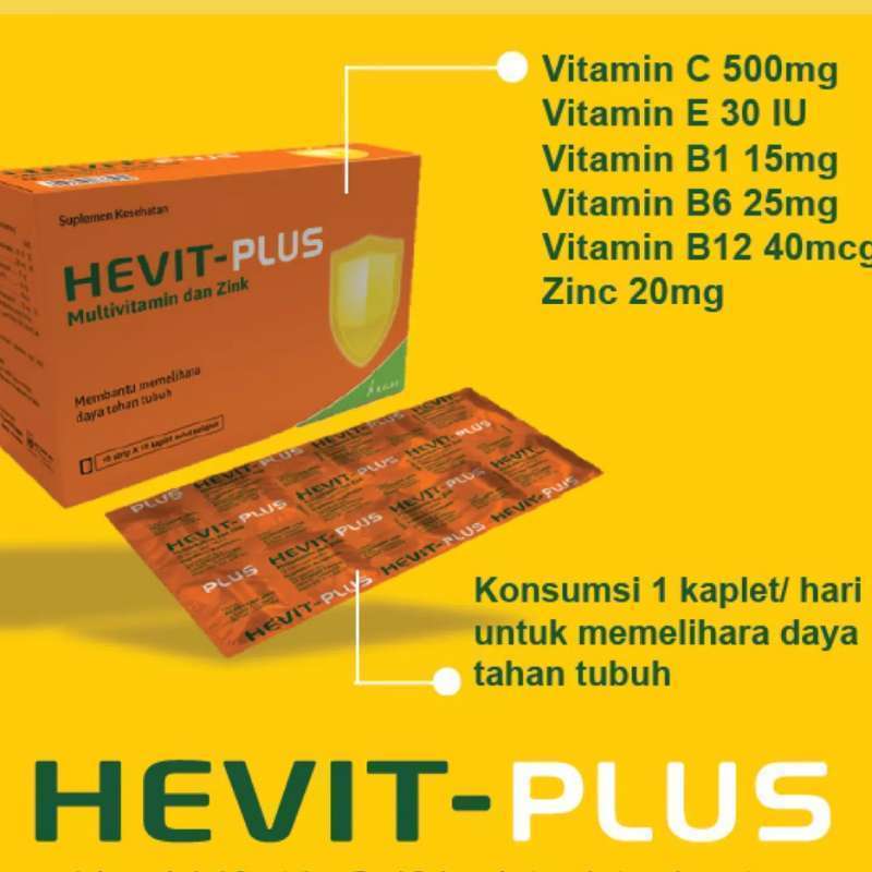 Jual Hevit Plus Multi Vitamin C 500mg dan Mineral Zinc Kesehatan Imun ...