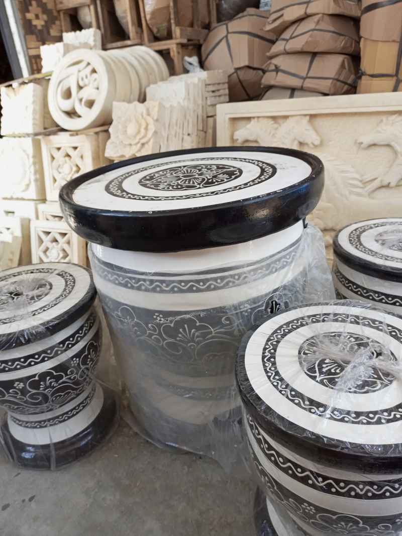 Jual Batu Alam Meja Set Kendang Batik Putih di Seller Rofah Stone ...