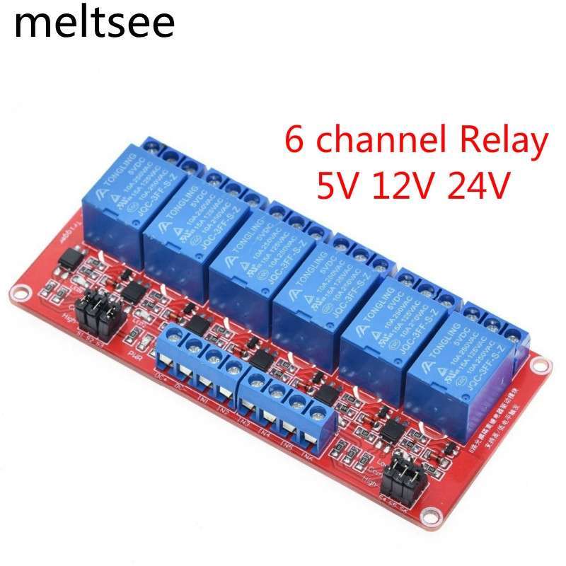 Jual GRATIS ONGKIR Modul Relay 6 Channel 5V 12V 24V High dan Low Level ...