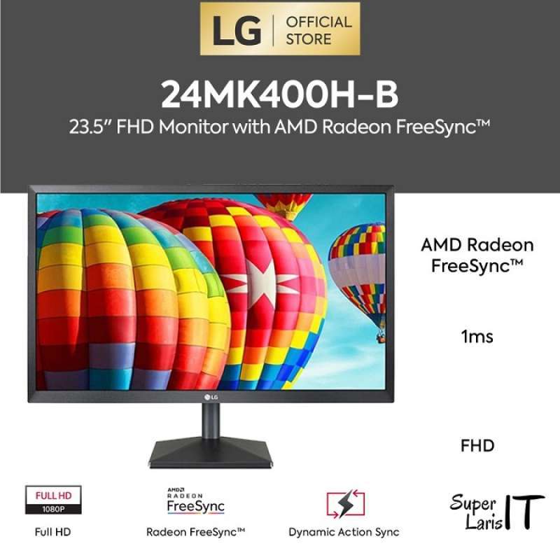Jual Monitor Led LG 24MK400H B 24 23.5 FHD Monitor FreeSync 1ms 75Hz ...